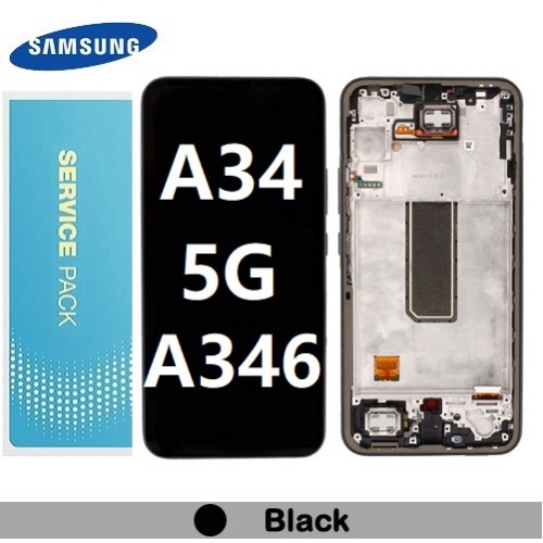 Samsung Galaxy A346 A34 5G LCD Display screen with frame (Original Service Pack) [Black] GH82 ...